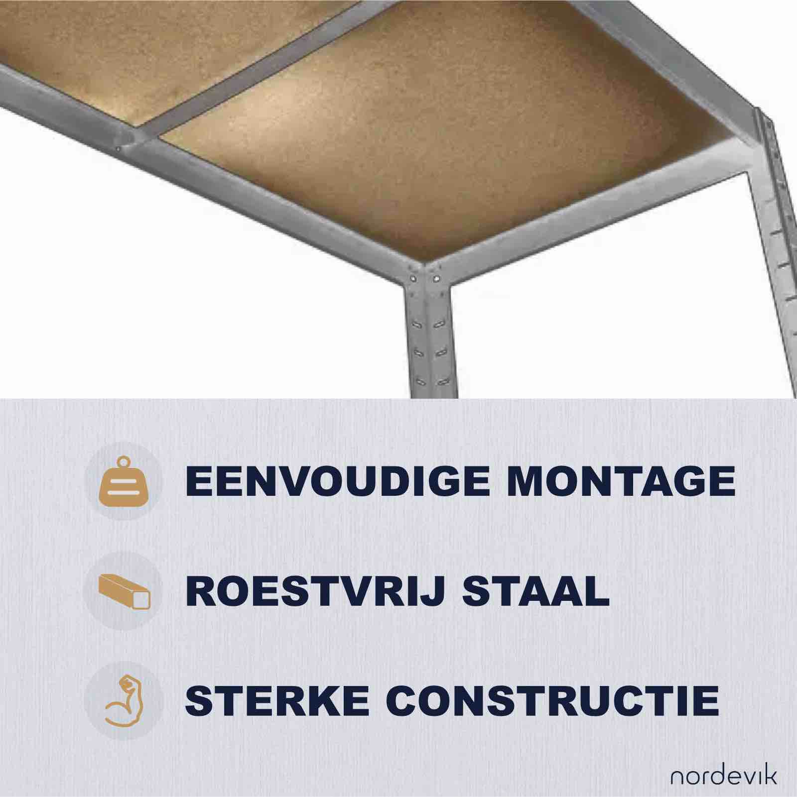 Stellingkast - 180x90x40cm - Metaal - Zilver - Verhuisdozenloods