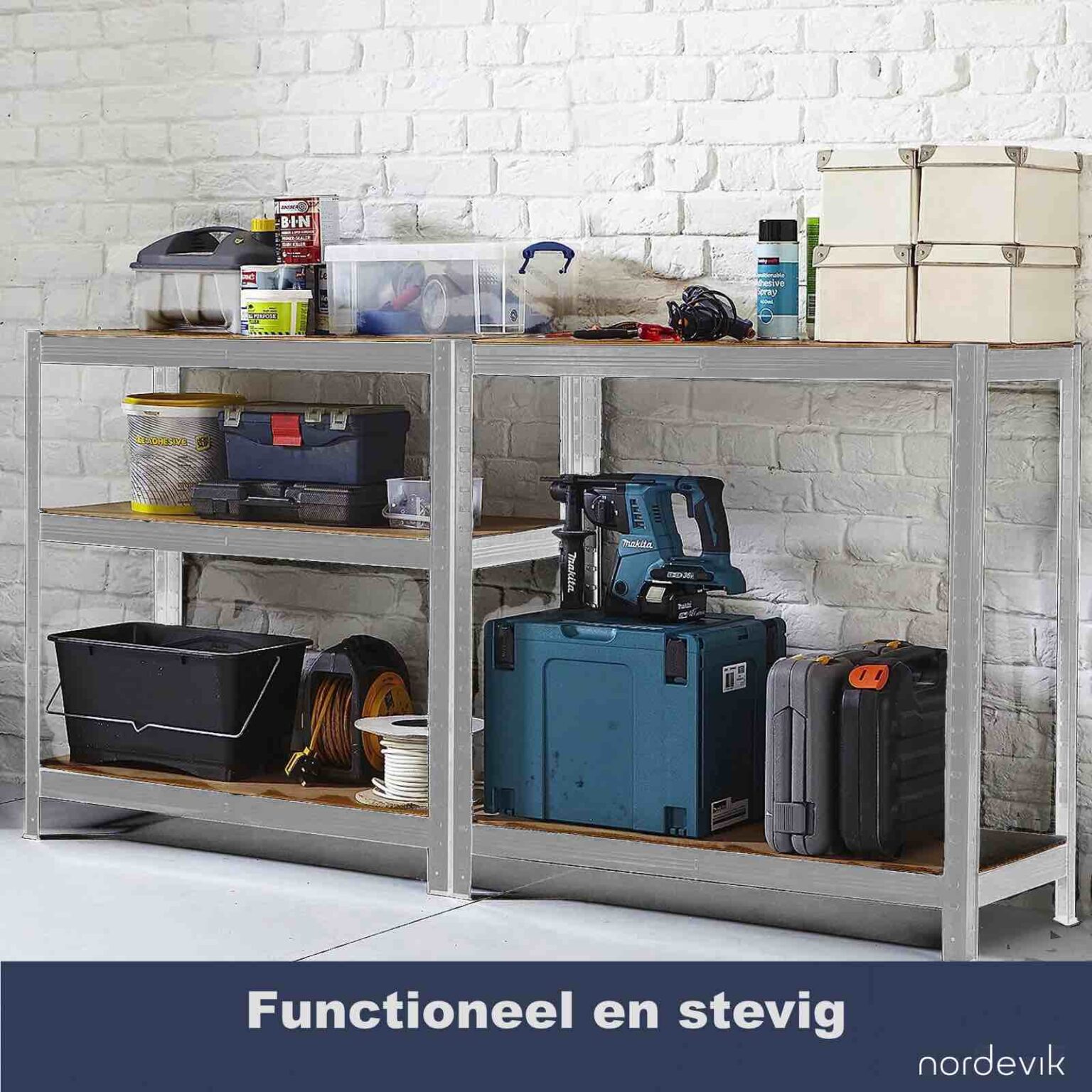 Stellingkast - 180x90x40cm - Metaal - Zilver - Verhuisdozenloods